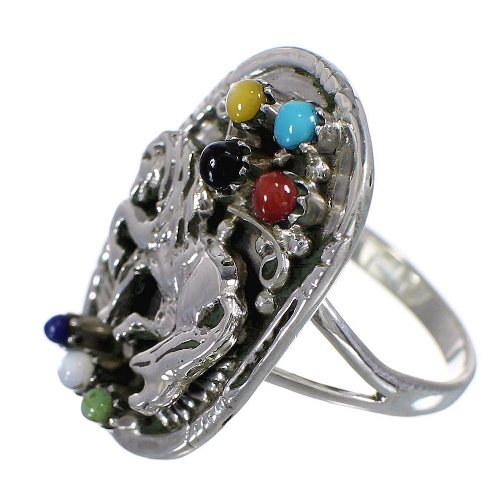 Southwest Multicolor And Silver Horse Ring Size 6 YX70947 – SilverTribe