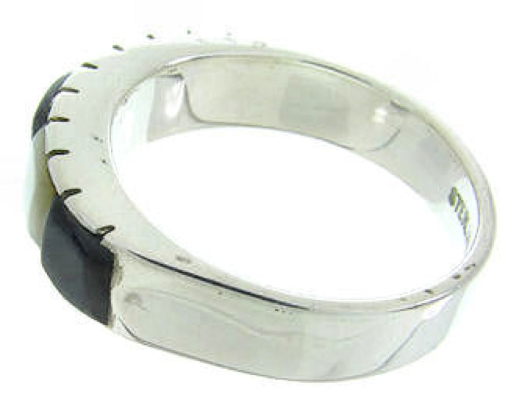 Jet And Mother Of Pearl Inlay Ring Size 6-3/4 AW63734 – SilverTribe
