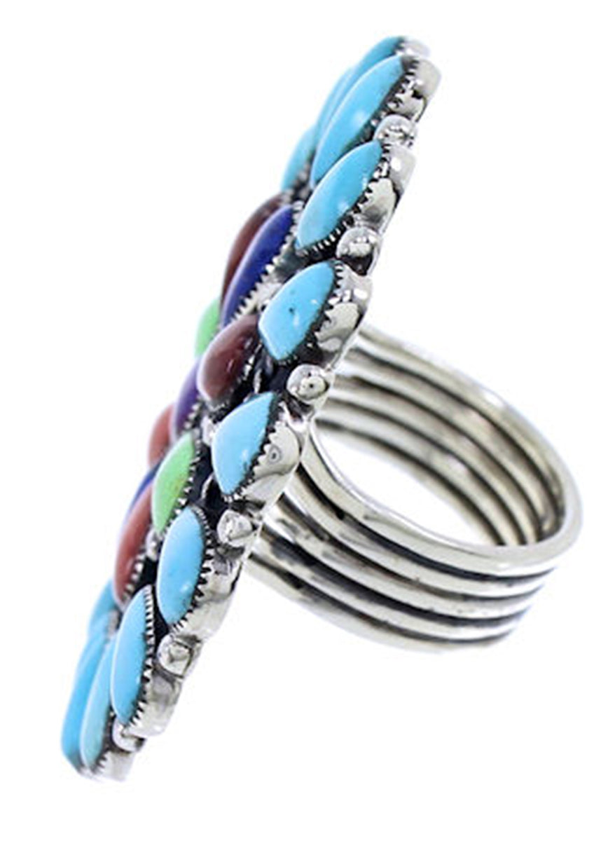 Sterling Multicolor Southwest Large Statement Ring Size 7-3/4 BW72221 ...