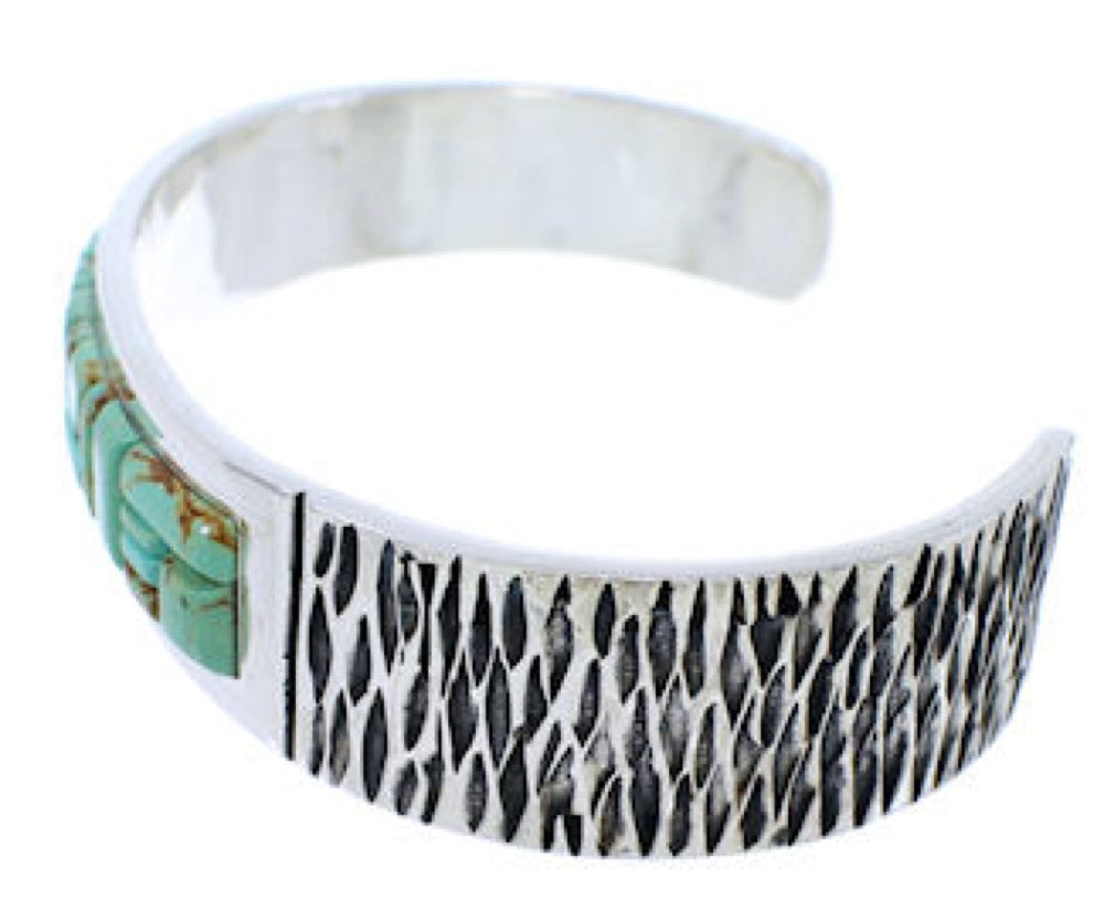 Turquoise Inlay Southwestern Silver Cuff Bracelet EX27811 – SilverTribe