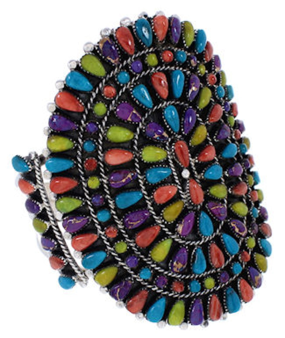 Genuine Sterling Silver Multicolor Jewelry Cuff Bracelet MX27957 ...