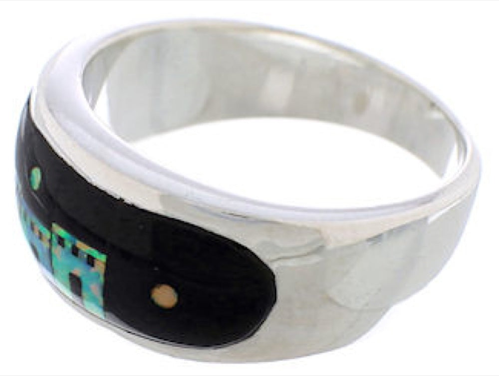 Black Jade Opal Native American Pueblo Design Ring Size 12-1/2 TX42096 ...