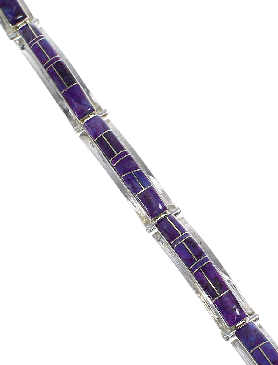 Magenta Turquoise Inlay Sterling Silver Link Bracelet AX65520 – SilverTribe