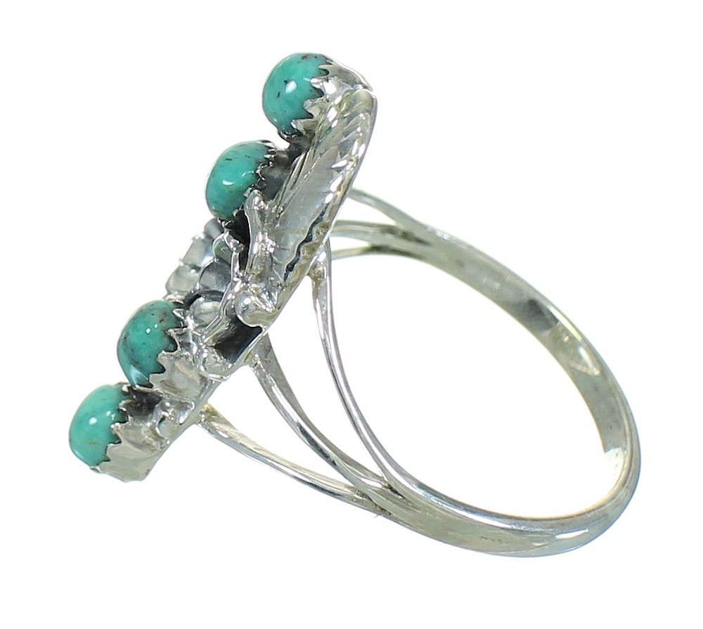 Sterling Silver And Turquoise Southwestern Flower Ring Size 6-1/2 YX81 ...