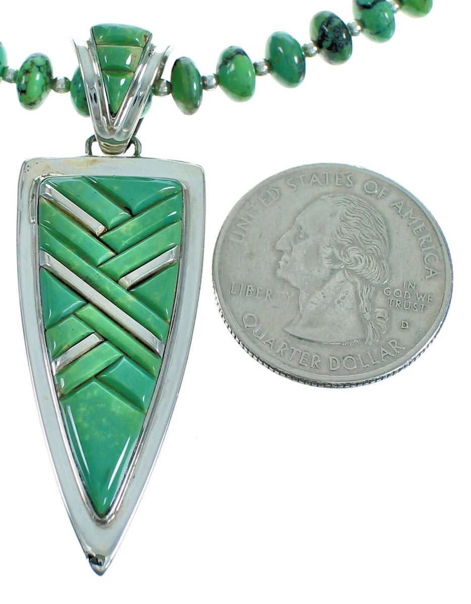 Genuine Sterling Silver Turquoise Cobble Pendant Necklace Set RX115221 ...