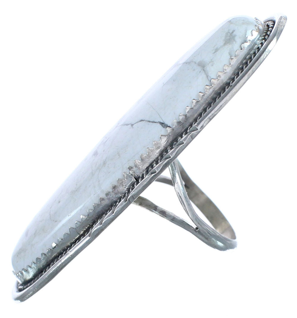 Native American Hand Crafted Howlite Sterling Silver Ring Size 6-1/4 B ...