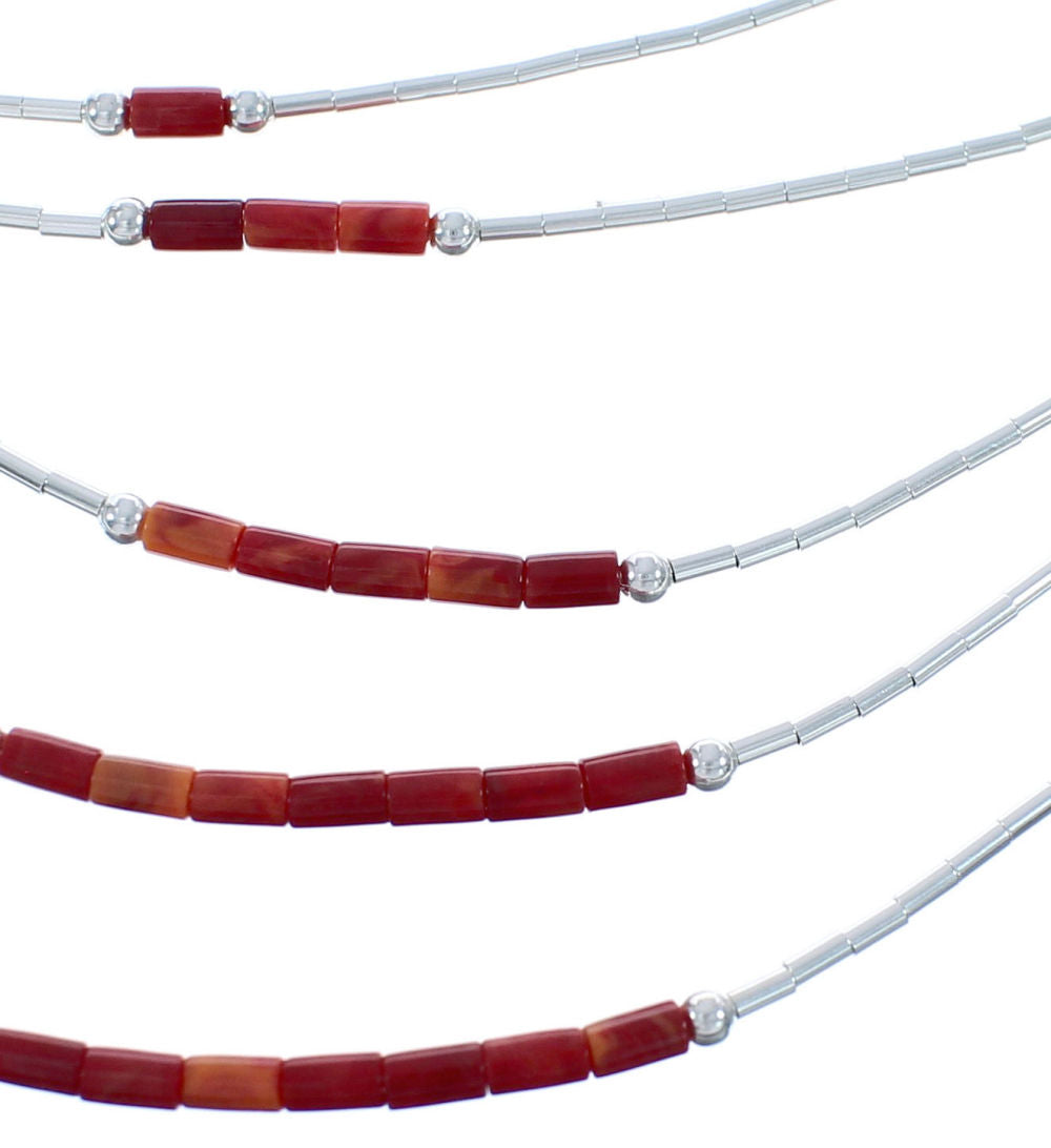 Red Oyster Shell Liquid Sterling Silver 5-Strand Necklace BX120588 ...