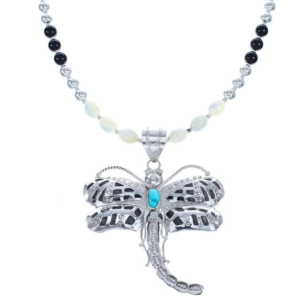 Navajo Mother of Pearl Sterling Silver Dragonfly Necklace AX121661 ...