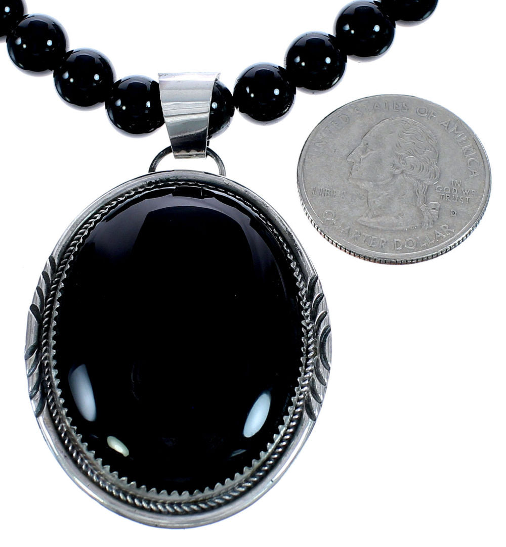 Onyx Sterling Silver Native American Bead Necklace AX121610 – SilverTribe
