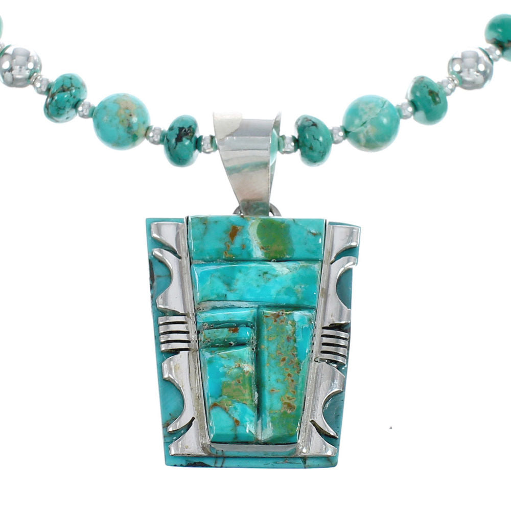 Native American Kingman Turquoise Cobble Inlay And Sterling Silver Nav ...