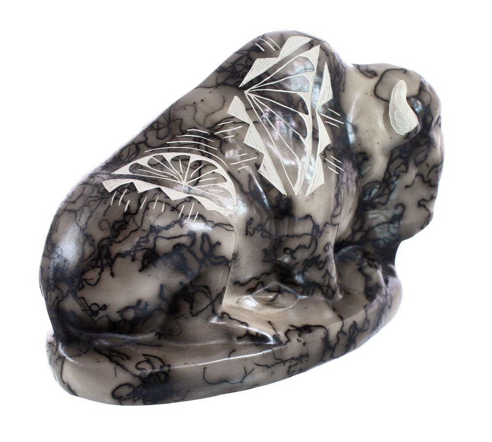 Navajo Buffalo Vase By Artist William Vail JX125406 – SilverTribe