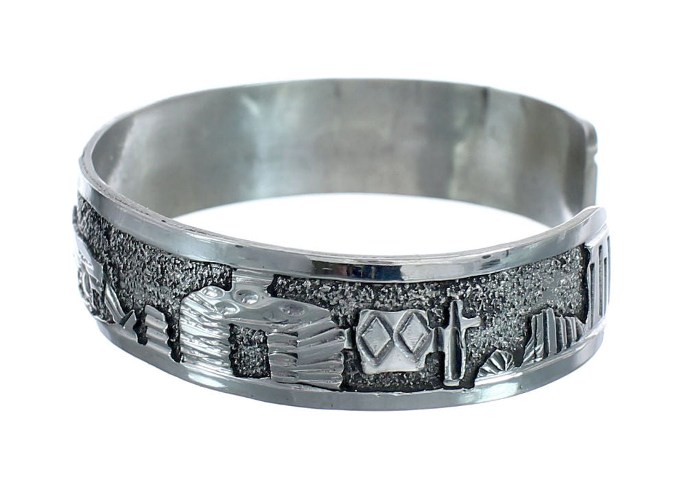 Native American Navajo Sterling Silver Story Teller Cuff Bracelet JX12 ...