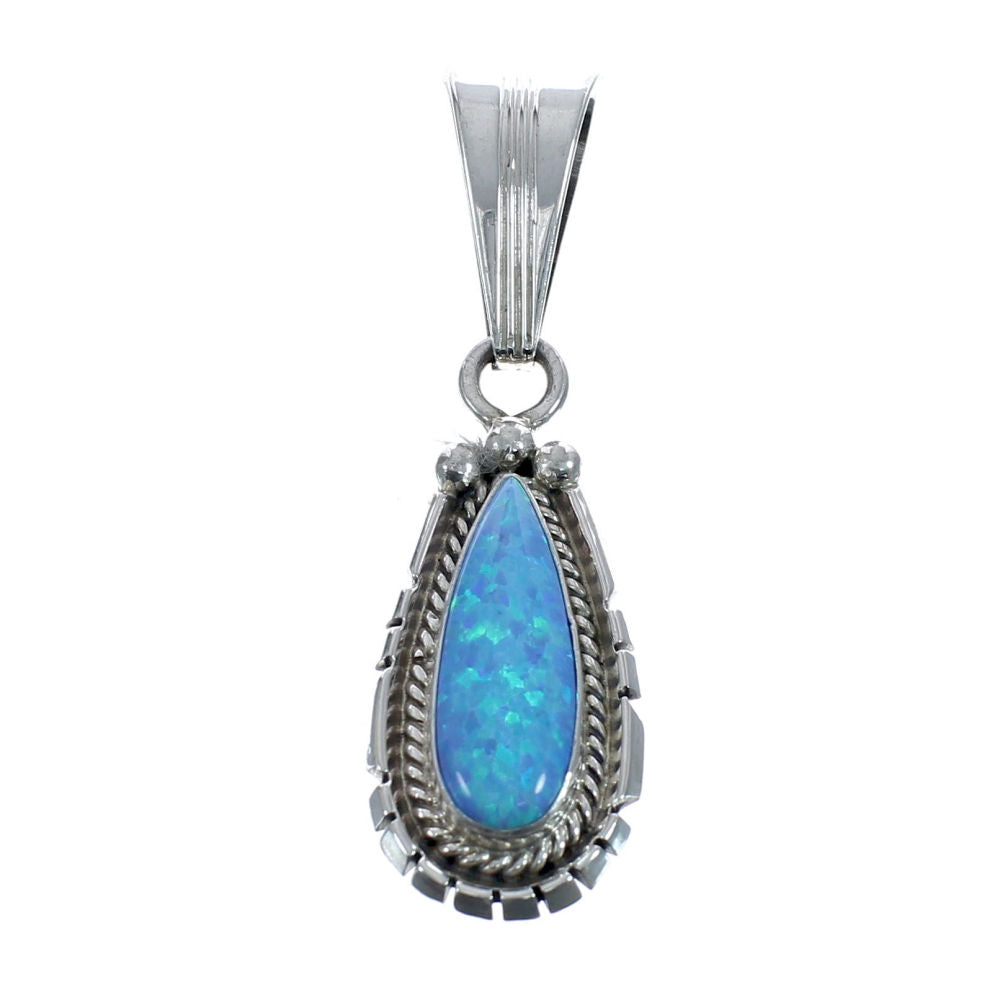 Sterling Silver Native American Blue Opal Pendant JX126345 – SilverTribe