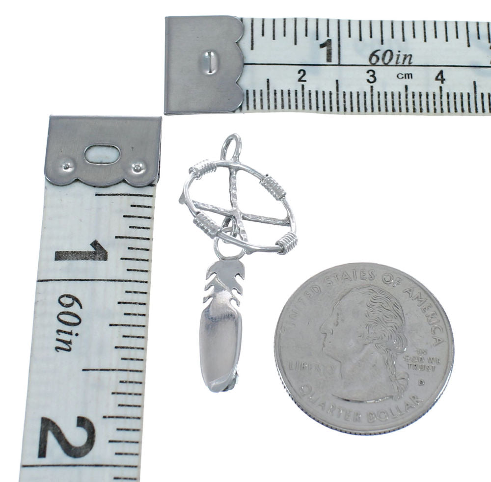 Zuni Sterling Silver Turquoise Medicine Wheel Feather Pendant AX128908 ...