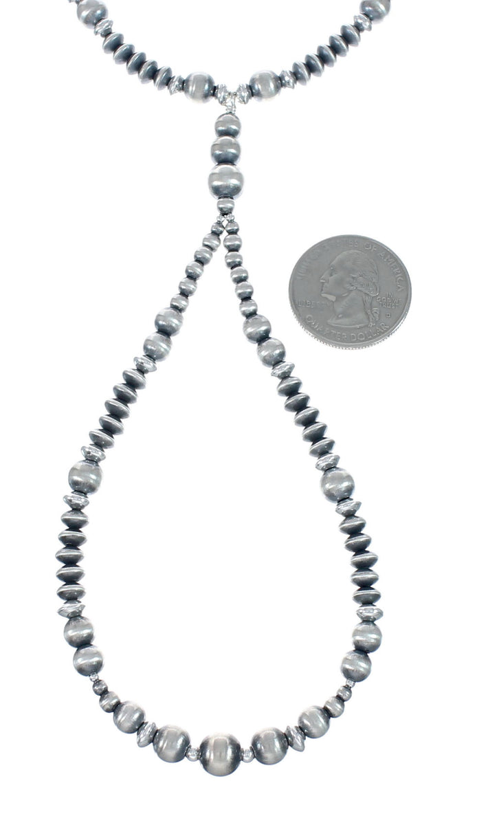 Native American Genuine Old Pawn Style Sterling Silver Bead Necklace J ...