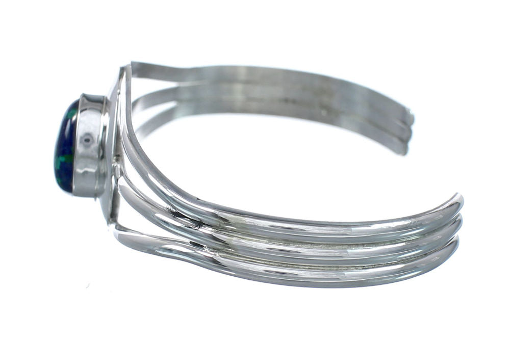 Genuine Sterling Silver Man Made Azurite Native American Cuff Bracelet ...