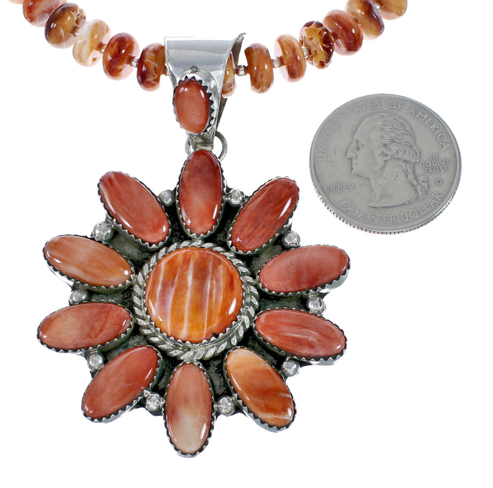 Native American Oyster Shell Sterling Silver Navajo Bead Necklace Set ...