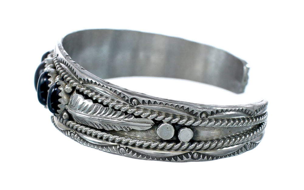 Native American Navajo Sterling Silver Onyx Cuff Bracelet JX130702 ...