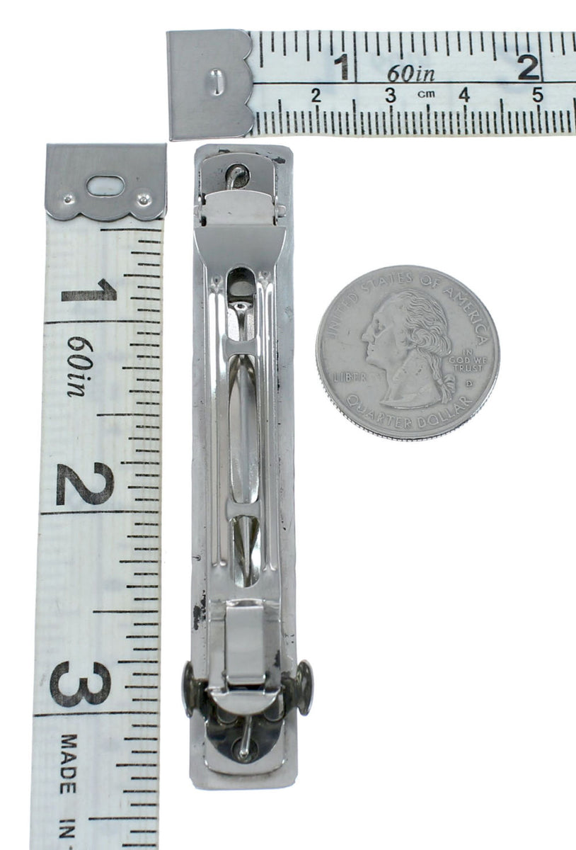 Native American Navajo Turquoise Coral Sterling Silver Hair Barrette J ...